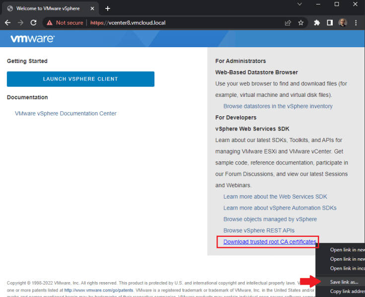 How to Install vCenter Server Root Certificate. Fix Browser Security ...
