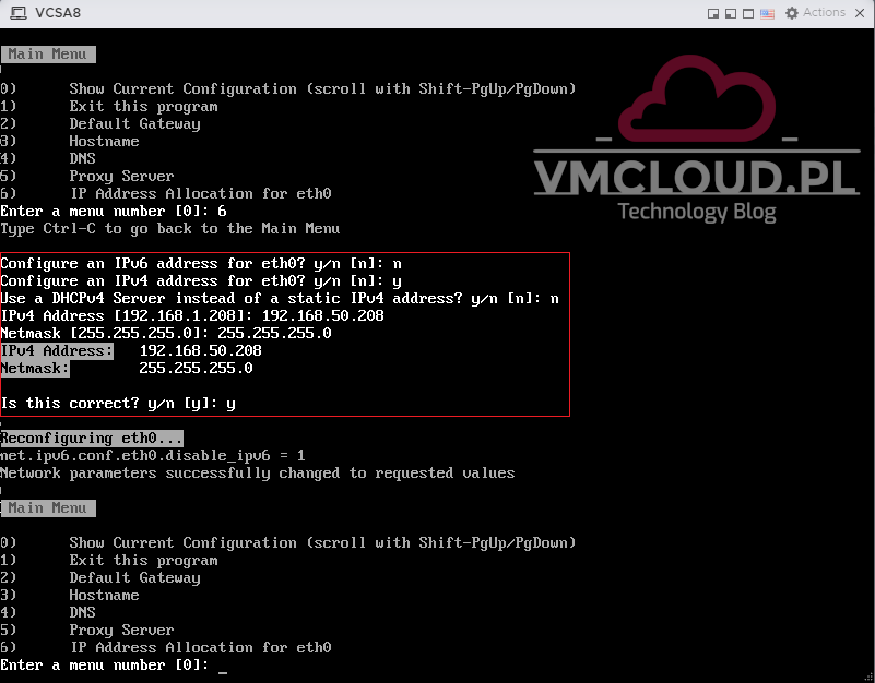 Vcenter Server Appliance Error Fix Setting Ipipv6 Configuration Failed Ip Configuration Not